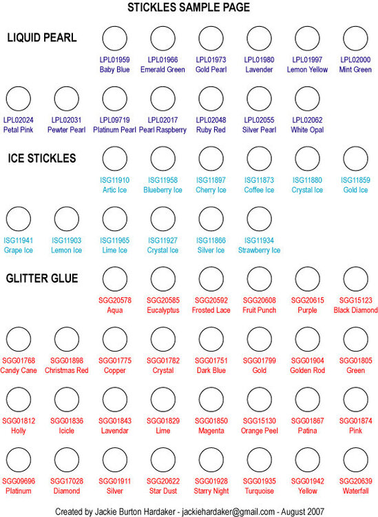 Stickles Sample Chart - Project Idea - Scrapbook.com