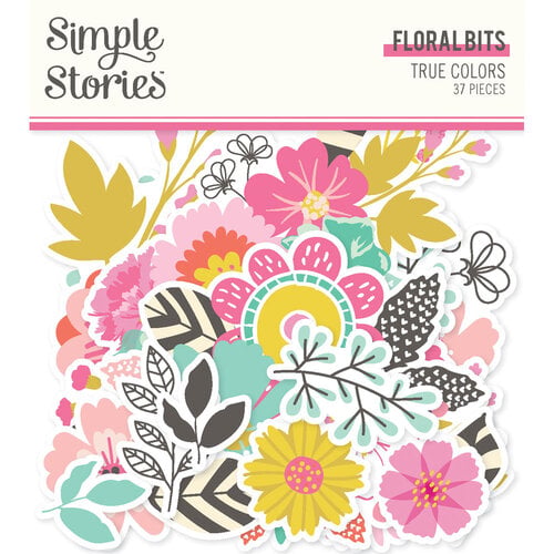 Simple Stories - True Colors Collection - Ephemera - Floral Bits And Pieces