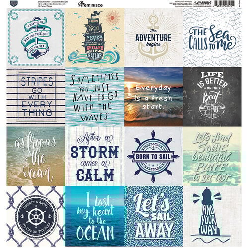 Reminisce - Nautical Mood Collection - 12 x 12 Cardstock Stickers - Squares