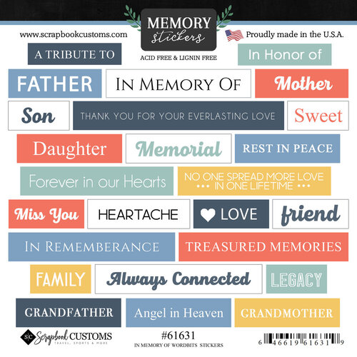 Scrapbook Customs - Cardstock Stickers - In Loving Memory Wordbits