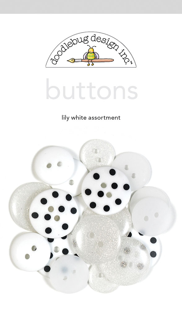 Doodlebug Design - Monochromatic Collection - Assorted Buttons - Lily White