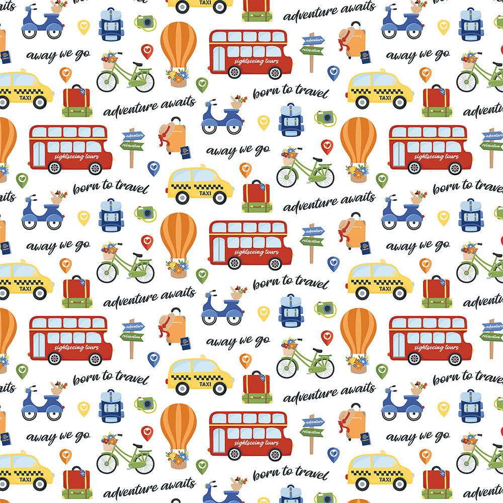Echo Park - Born To Travel Collection - 12 x 12 Double Sided Paper - Born To Travel Elements