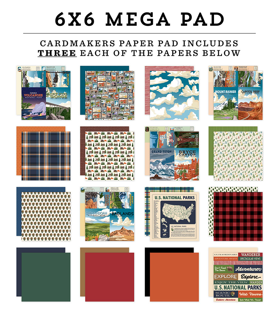 Carta Bella Paper - National Parks Collection - 6 x 6 Mega Paper Pad