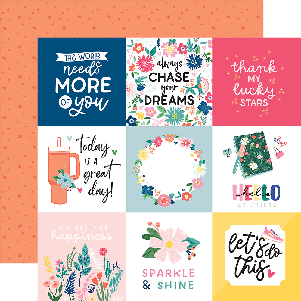 Echo Park - My Best Life Collection - 12 x 12 Double Sided Paper - 4 x 4 Journaling Cards