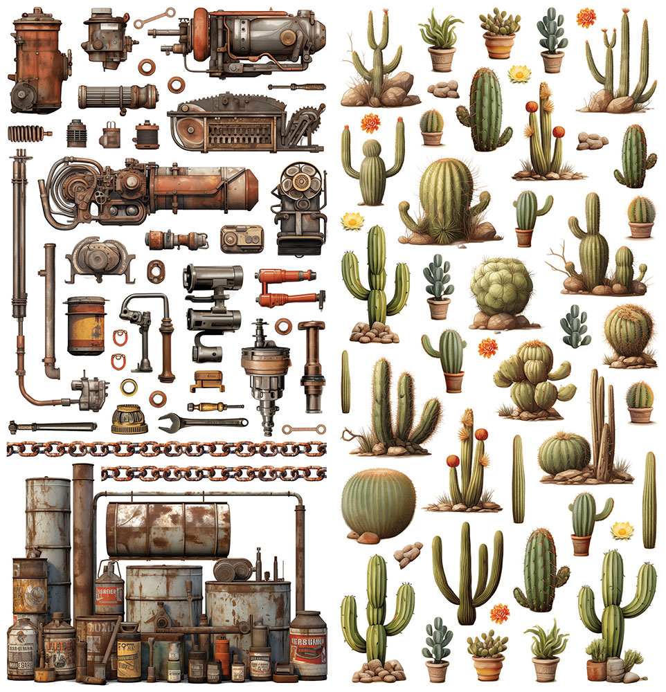 Laser Cut Elements from 49 and Market - Rust and Revs Collection - Scrapbook.com