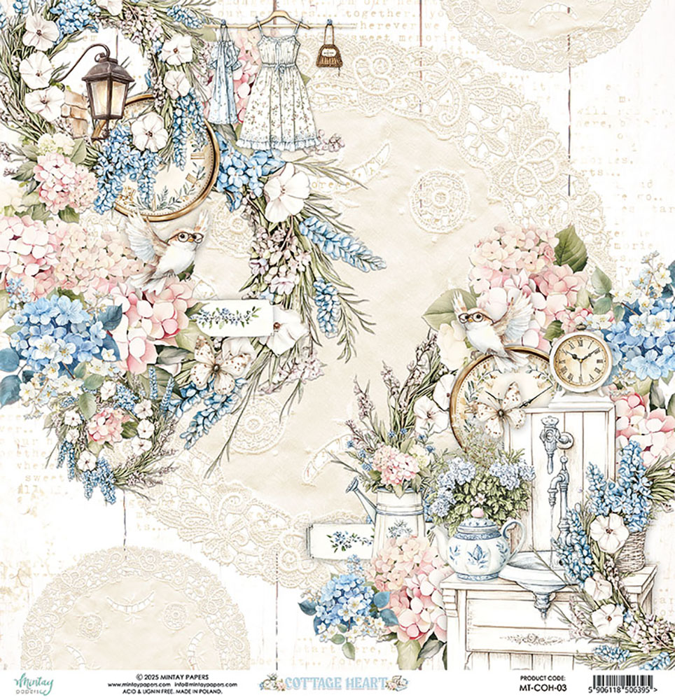 Mintay Papers - Cottage Heart Collection - 12 x 12 Double Sided Paper - 3