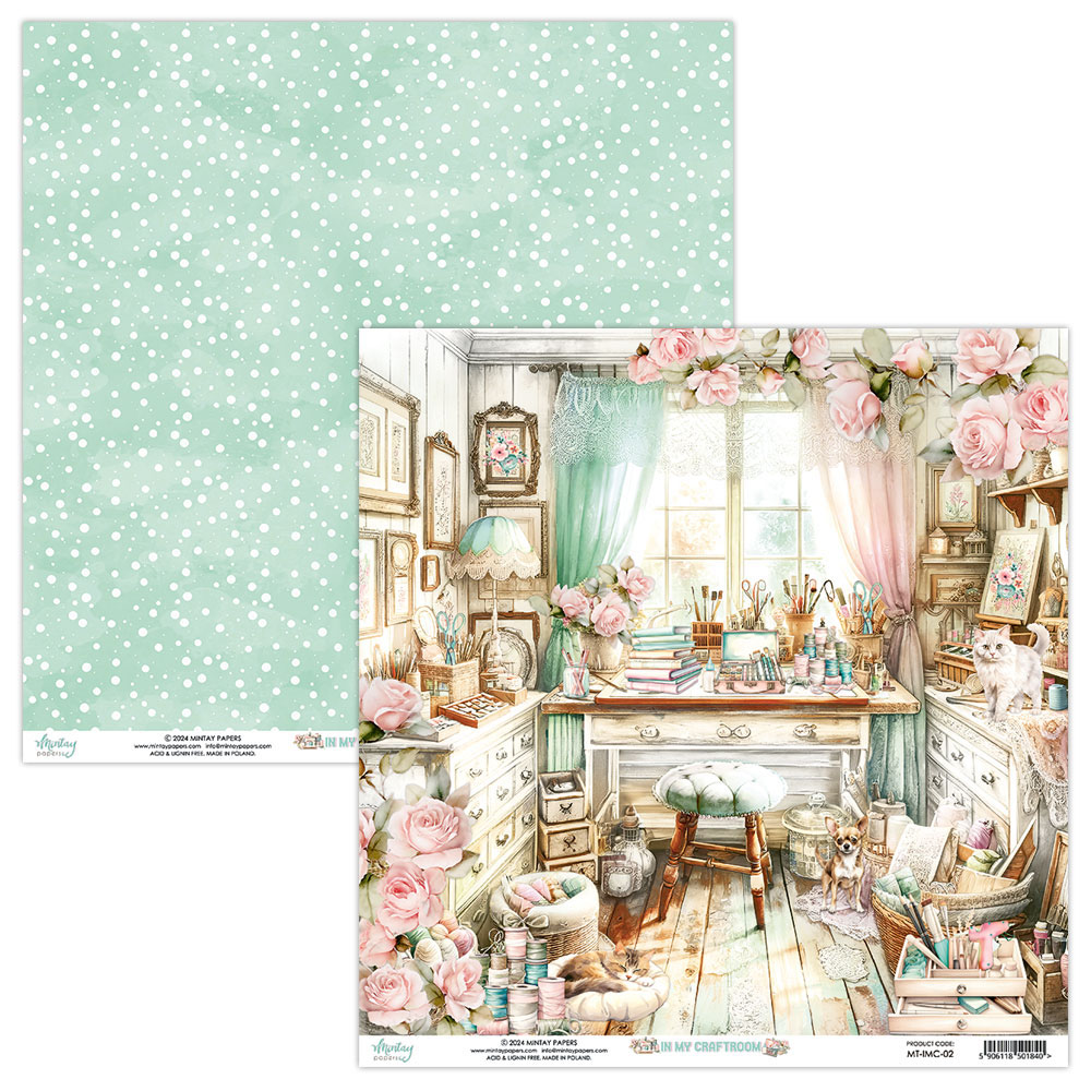 Mintay Papers - In My Craftroom Collection - 12 x 12 Double Sided Paper ...