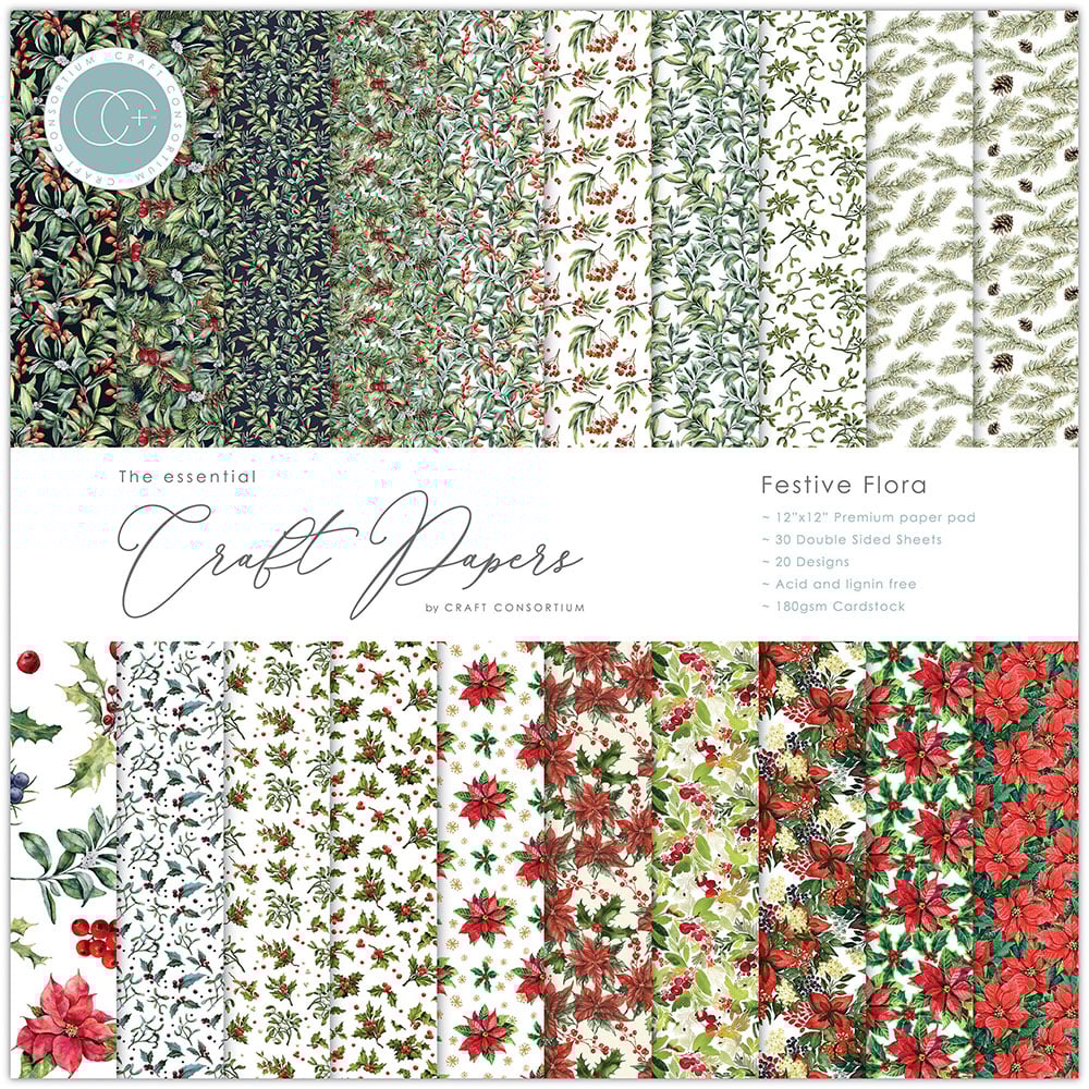 Craft Consortium - 12 x 12 Paper Pad - Festive Flora