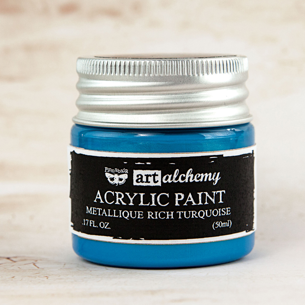 Prima Finnabair Art Alchemy Rich Turquoise Metallique Acrylic Paint