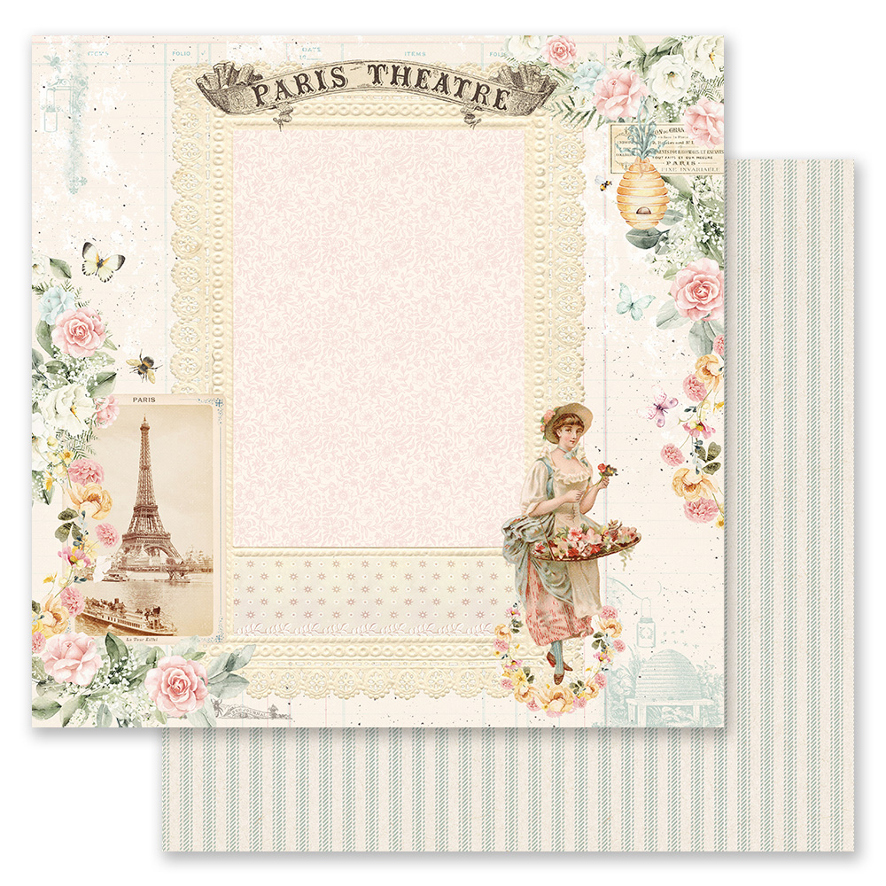 Prima - Miel Collection - 12 x 12 Double Sided Paper - Parisienne