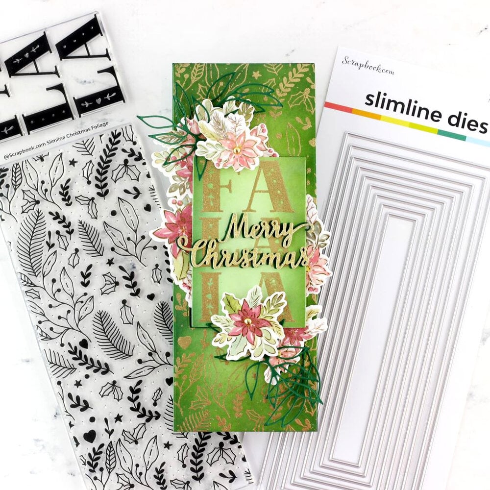 Scrapbook.com - Clear Photopolymer Stamp Set - Slimline Christmas Bundle