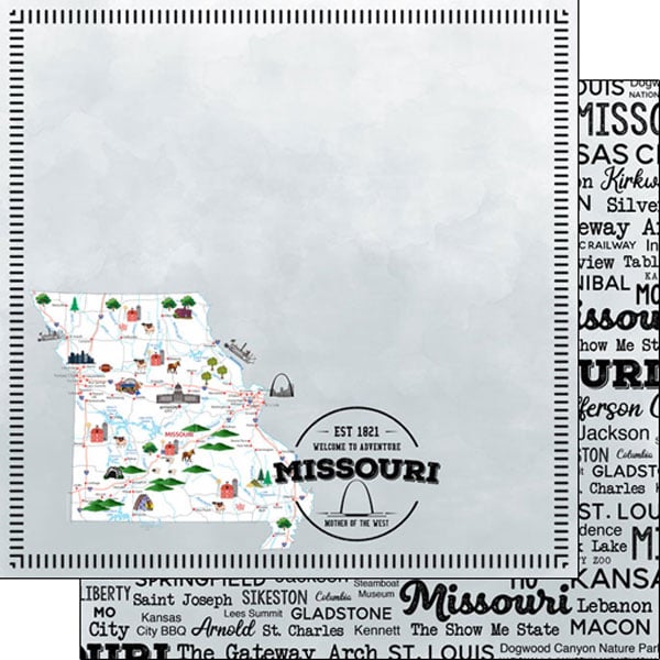 Scrapbook Customs Postage Map Missouri Paper